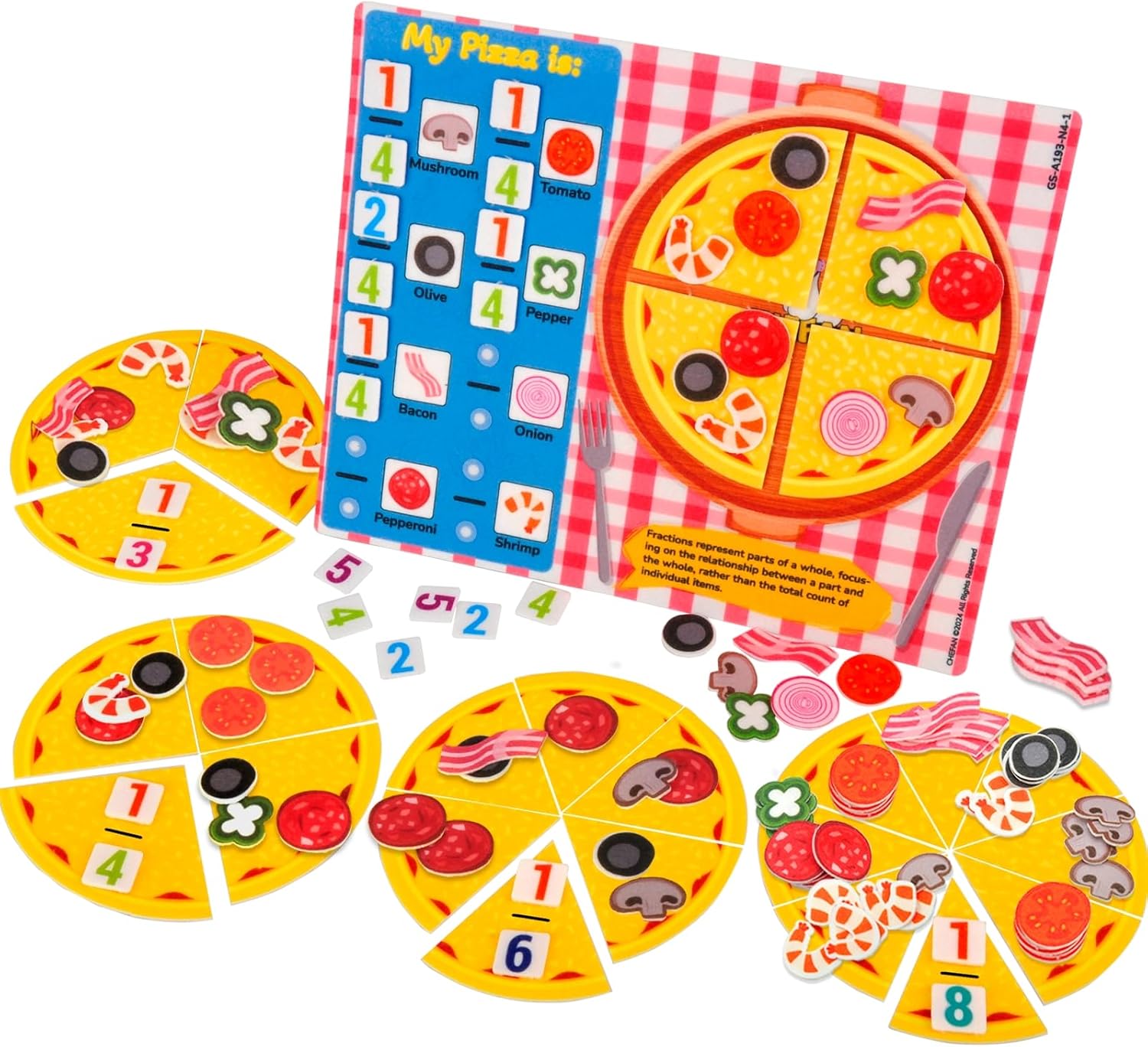 CHEFAN Fraction Tiles & Circles Activity Set, Fraction Educational Puz